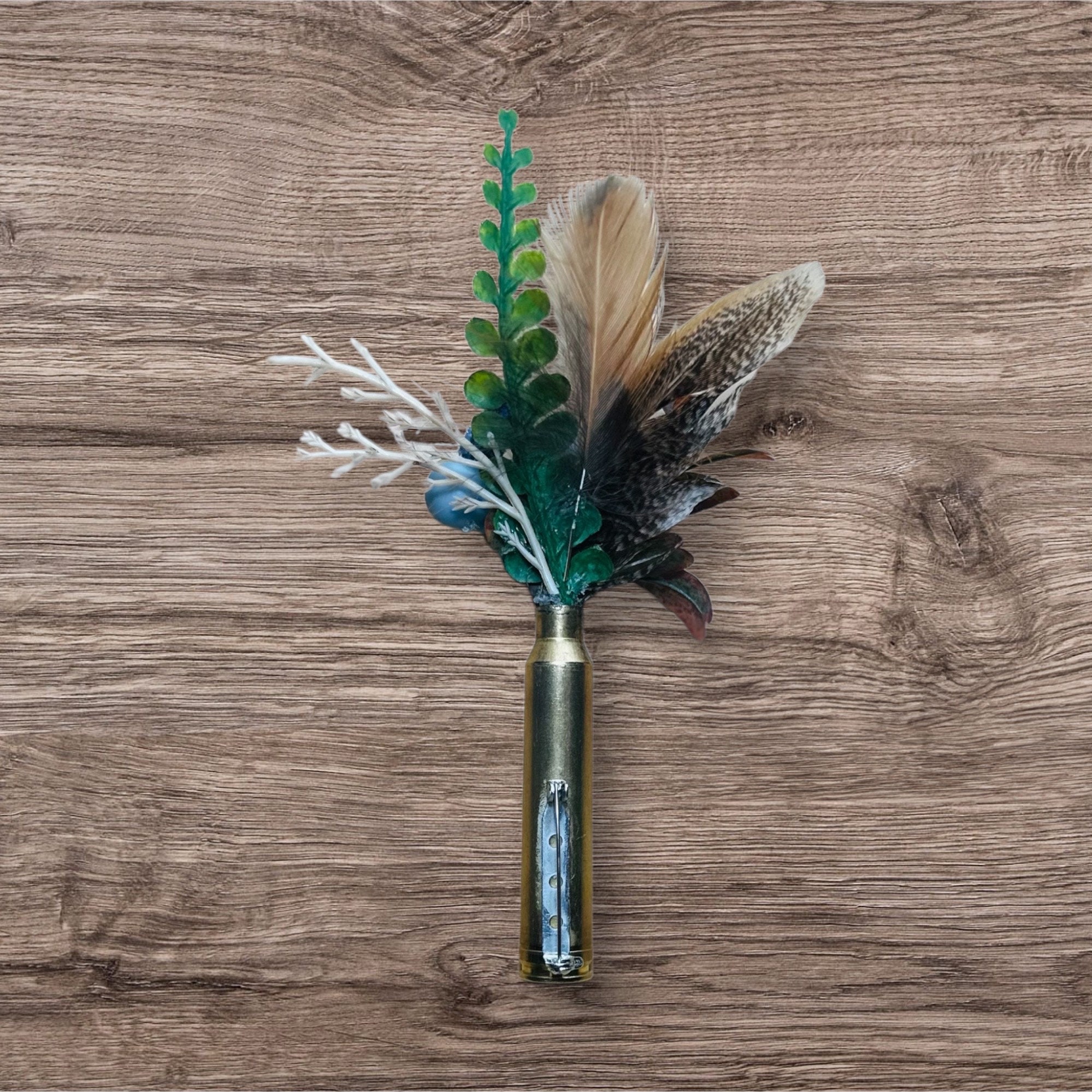 Brass Bullet Casing Boutonniere With Pheasant Feathers. - Etsy