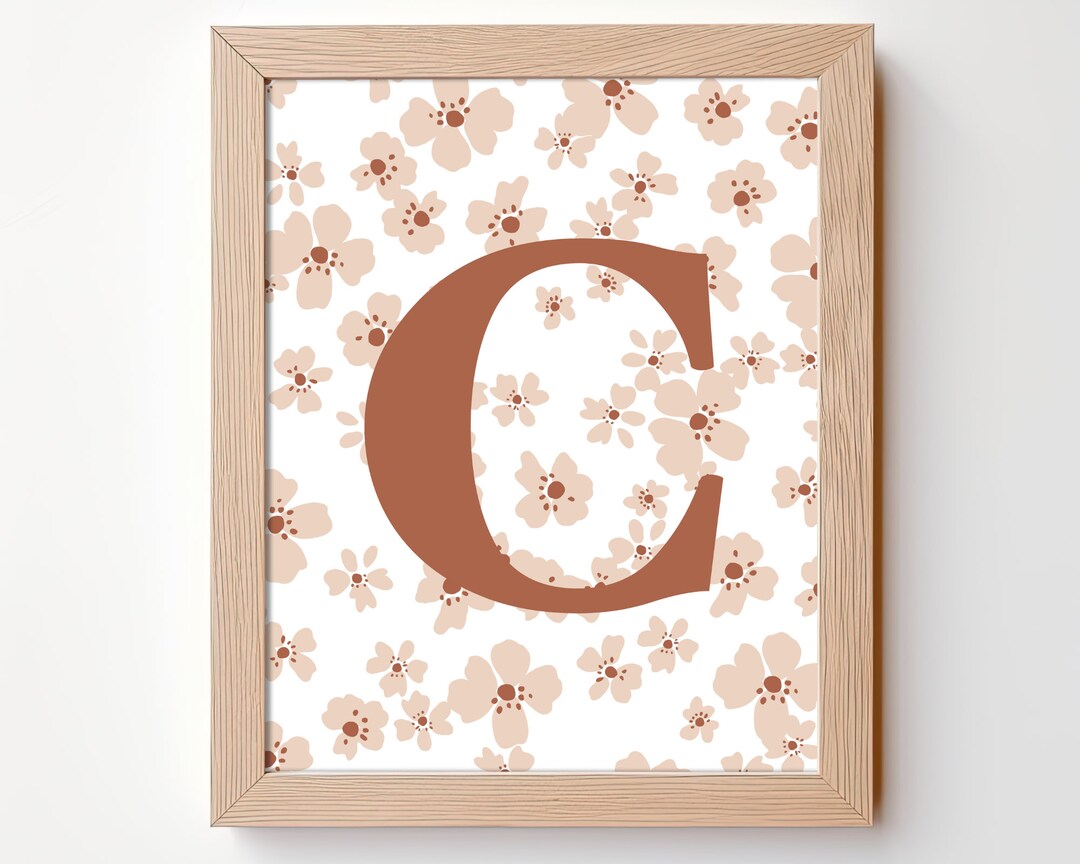 Floral Letter C Wall Art Decor for Kids Room, Baby Nursery, Playroom ...
