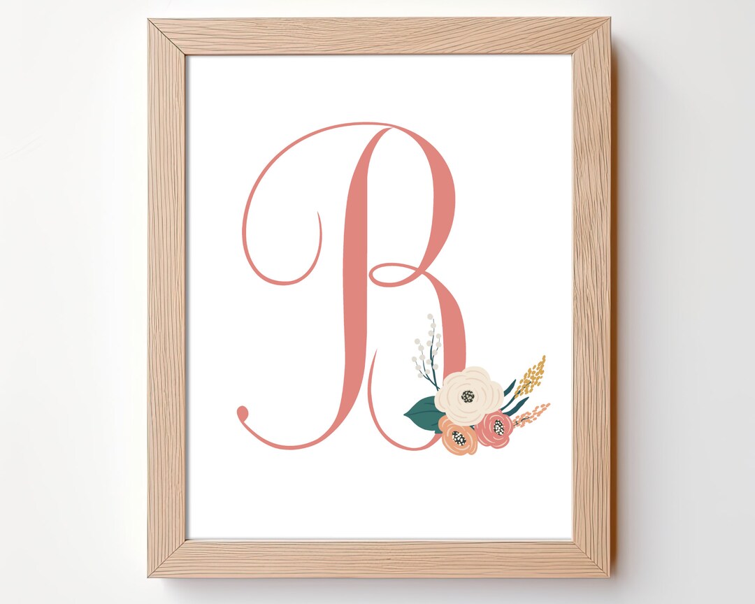 Rose Floral Letter B Wall Art Decor for Kids Room, Baby Nursery ...