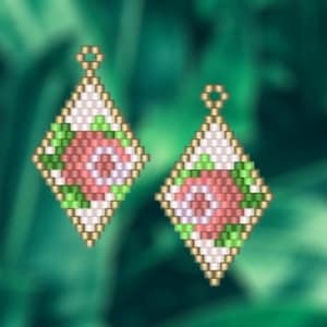 Antique Rose - Brick Stitch Earring Seed Bead Pattern Chart PDF ...