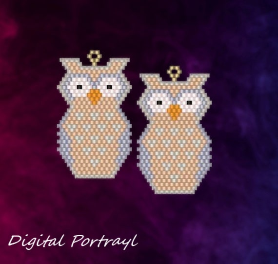 Owl Brick Stitch Earring/pendant Pattern Chart PDF Instant - Etsy