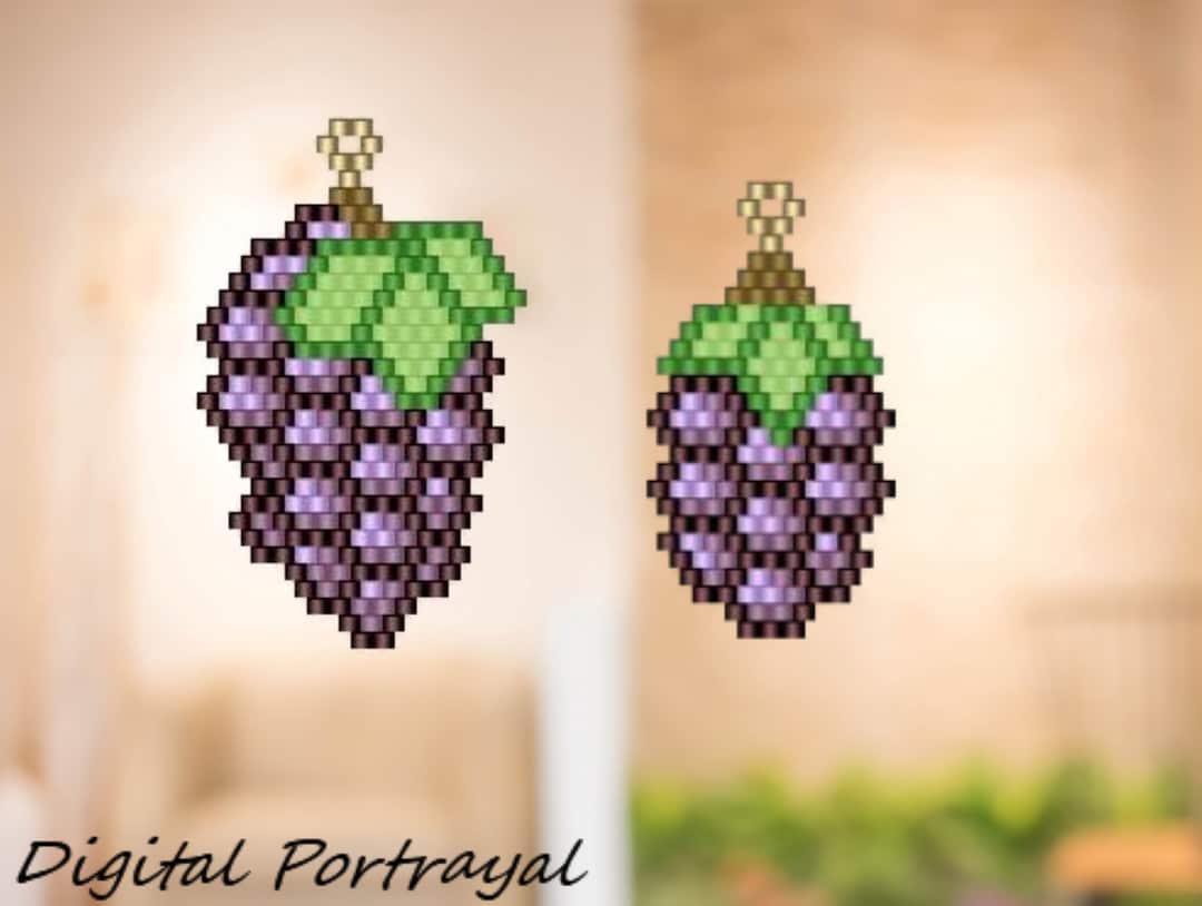 Grapes in 2 Sizes - Beaded Brick Stitch Earring Pattern PDF - Etsy