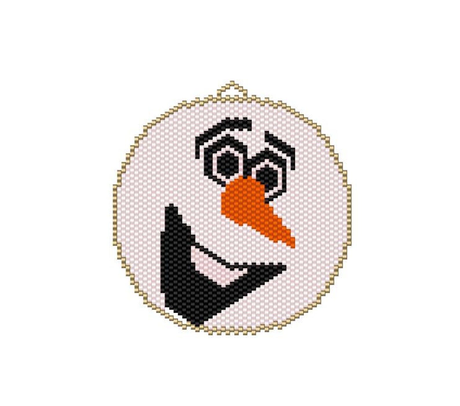 Peyote Stitch Silly Snowman Christmas Beaded Ornament Flat Circular ...