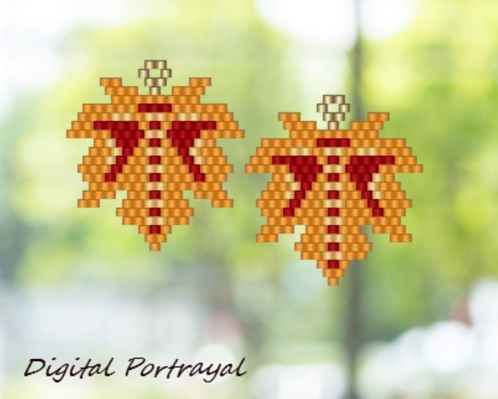 Autumn Maple Leaf Brick Stitch Earring Pattern Chart PDF - Etsy