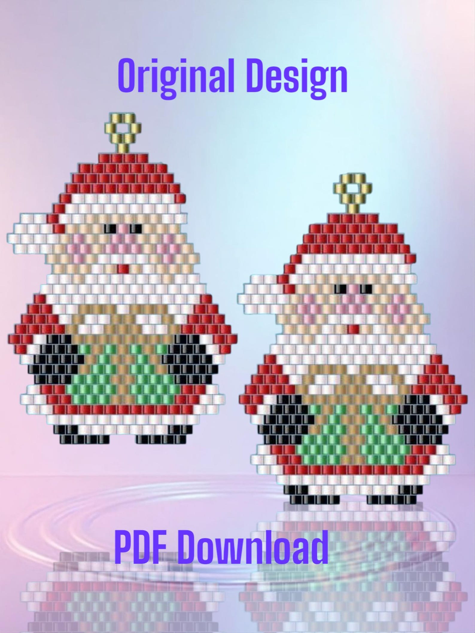Santa - Brick Stitch Earring/pendant Pattern Chart PDF - Instant ...