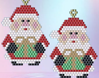 Santa - Brick Stitch Earring/pendant Pattern Chart PDF - Instant ...