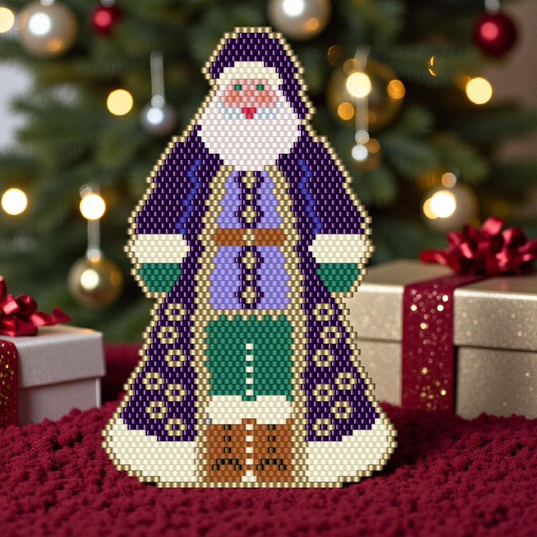 Santa 4 Inch Ornament 2 - Brick Stitch Pattern Chart (PDF Download ...