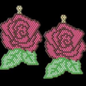Rose - Brick Stitch Earring Size 15 Pattern Chart PDF - Instant ...