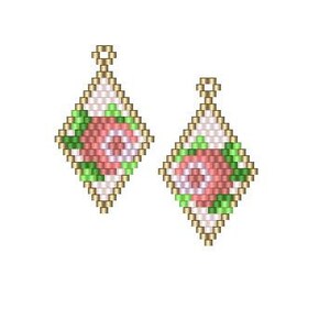 Antique Rose - Brick Stitch Earring Seed Bead Pattern Chart PDF ...
