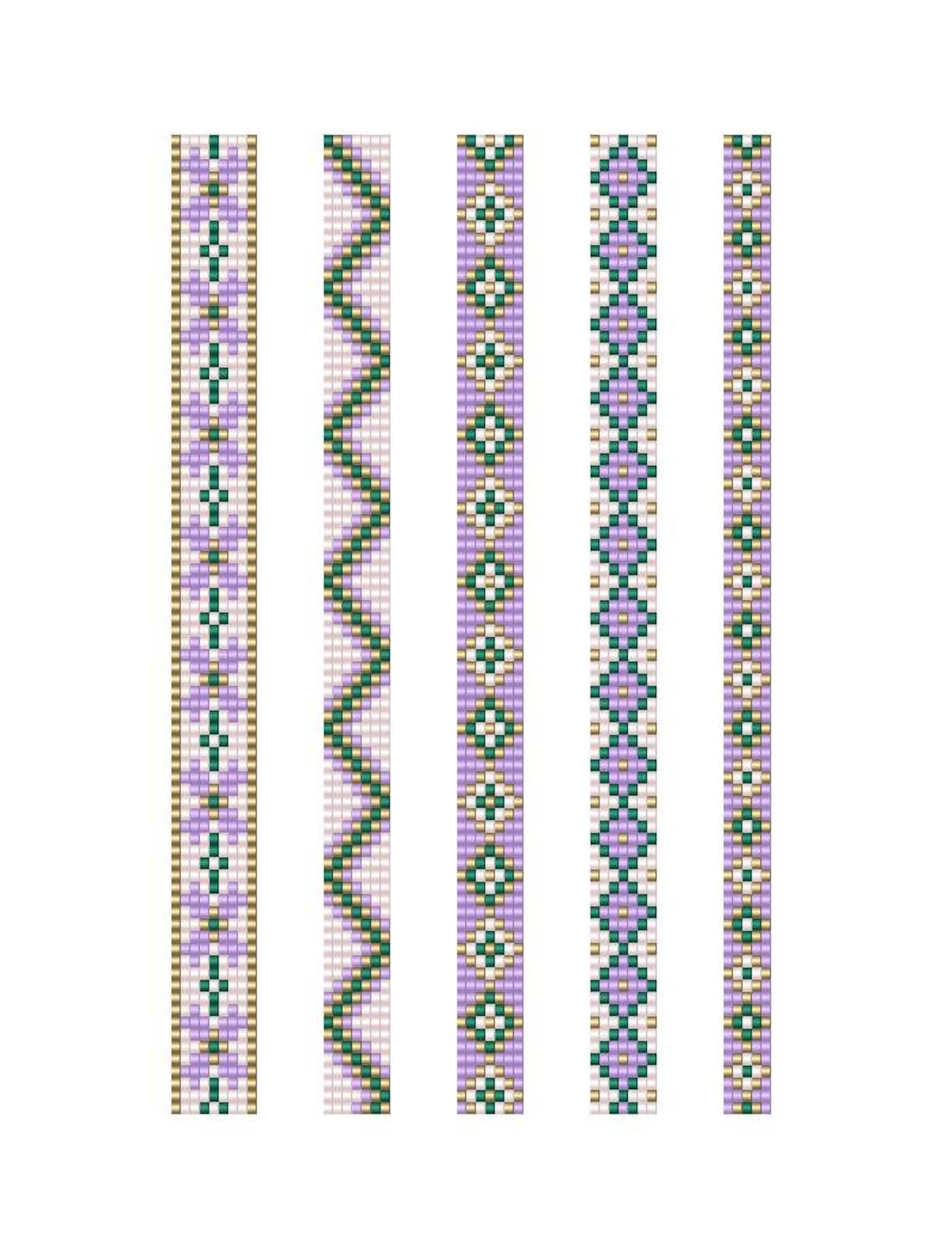 Loom Seed Bead Bracelet Patterns: Narrow Style, Set 3 (PDF Download) - Etsy