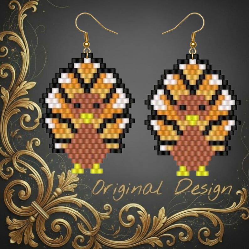 Turkey Earrings Brick Stitch Pattern DIY (PDF Download) - Etsy