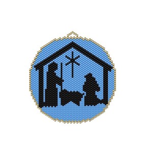 Peyote Stitch Nativity Scene Christmas Beaded Ornament Flat Circular ...