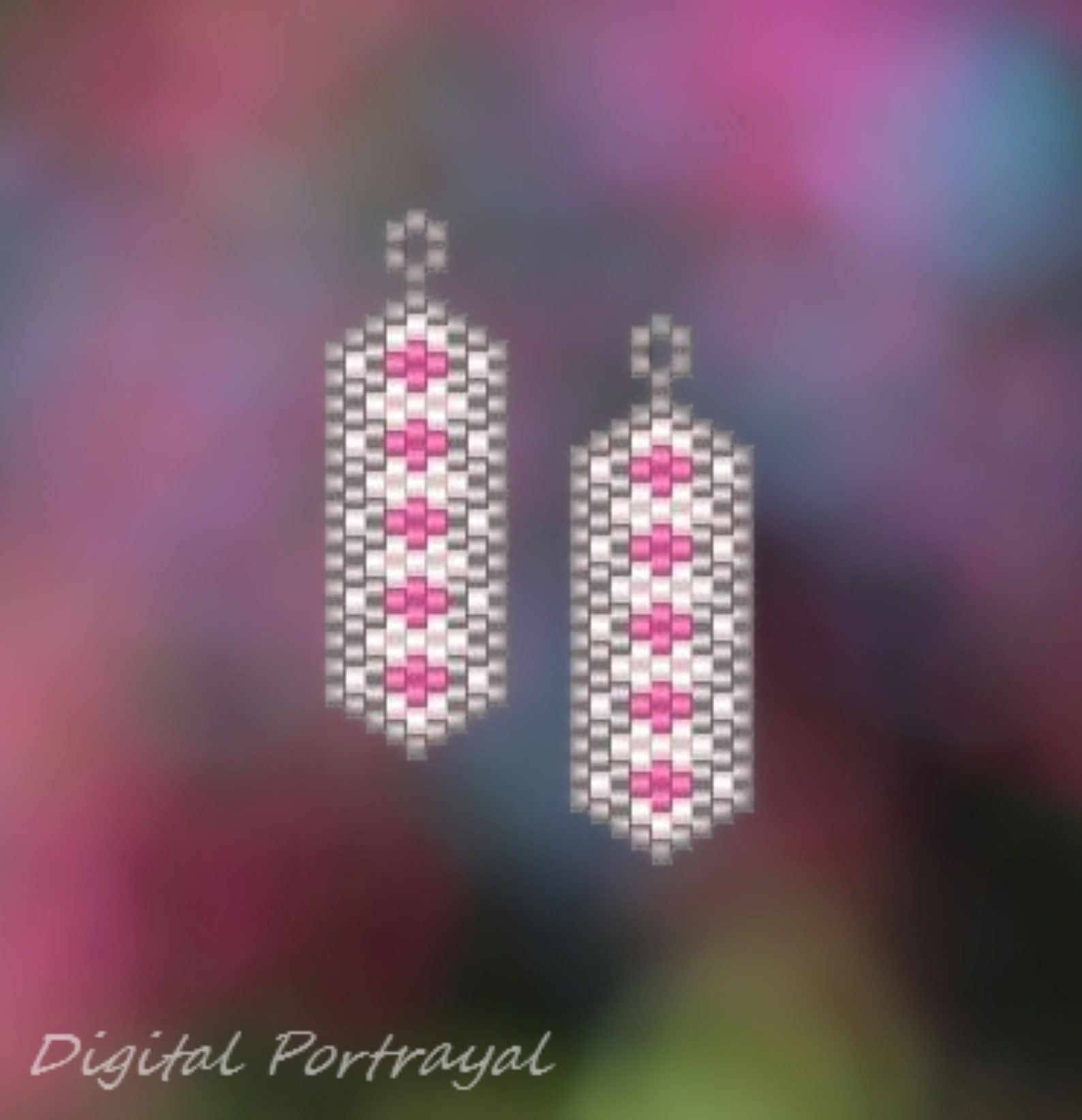 Art Deco Pink Peyote Stitch Earring Pattern Chart PDF | Etsy