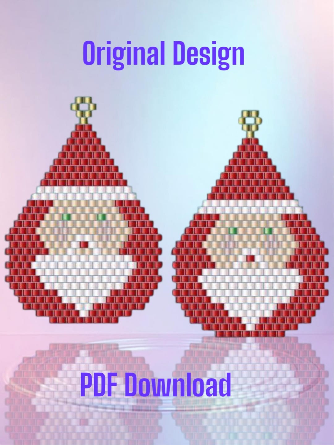 Santa Brick Stitch Earring Pattern: Beaded Christmas Jewelry (PDF ...