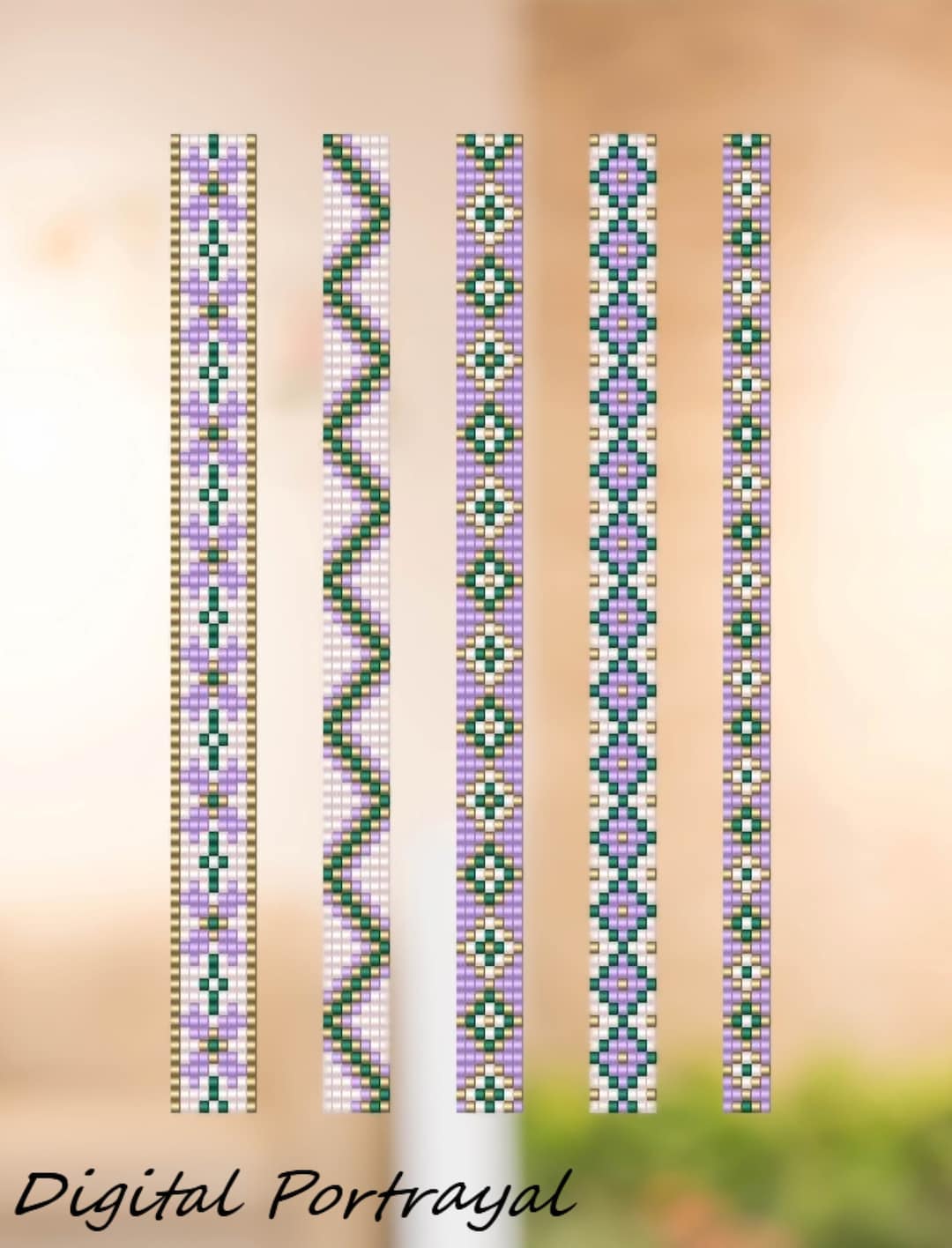 Loom Seed Bead Bracelet Patterns: Narrow Style, Set 3 (PDF Download) - Etsy