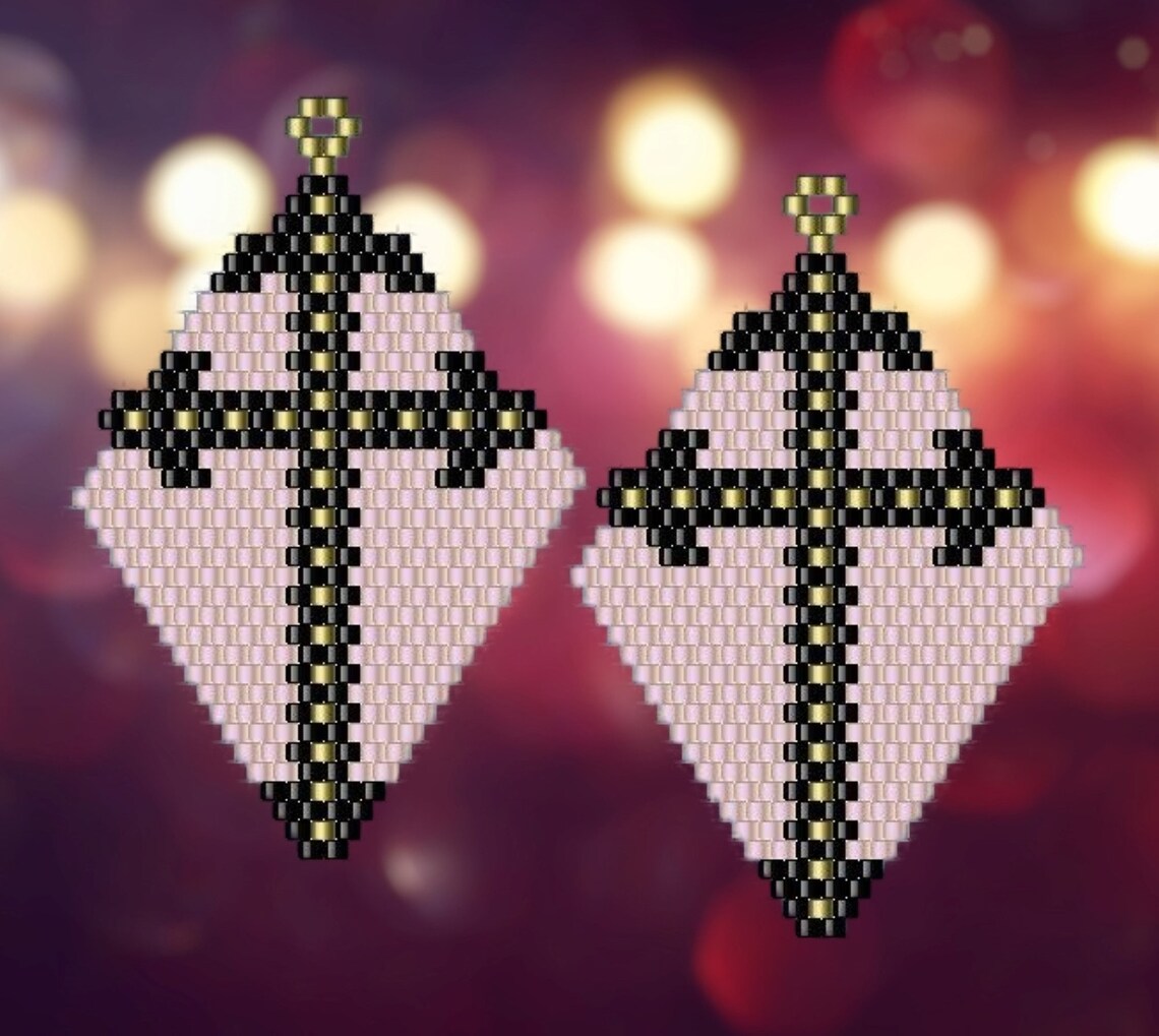 Pastel Goth Cross Brick Stitch Earring Pattern (PDF Download) - Etsy