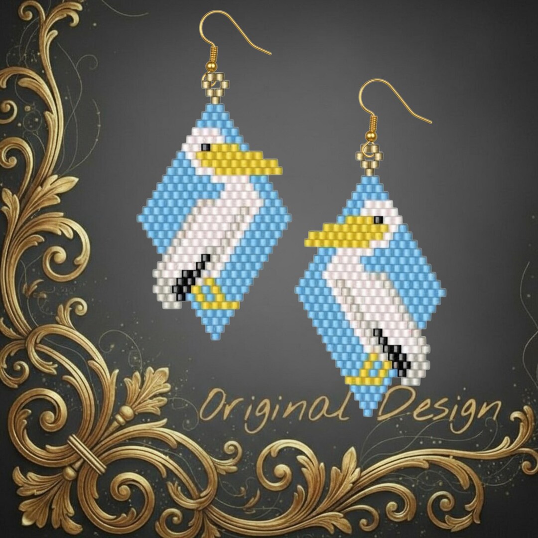 Pelican Earrings Pattern - Brick Stitch (PDF Download) - Etsy