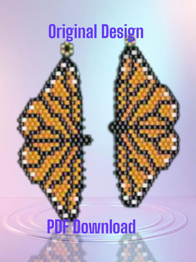 Monarch Butterfly - Peyote Stitch Earring/pendant Pattern Chart PDF ...