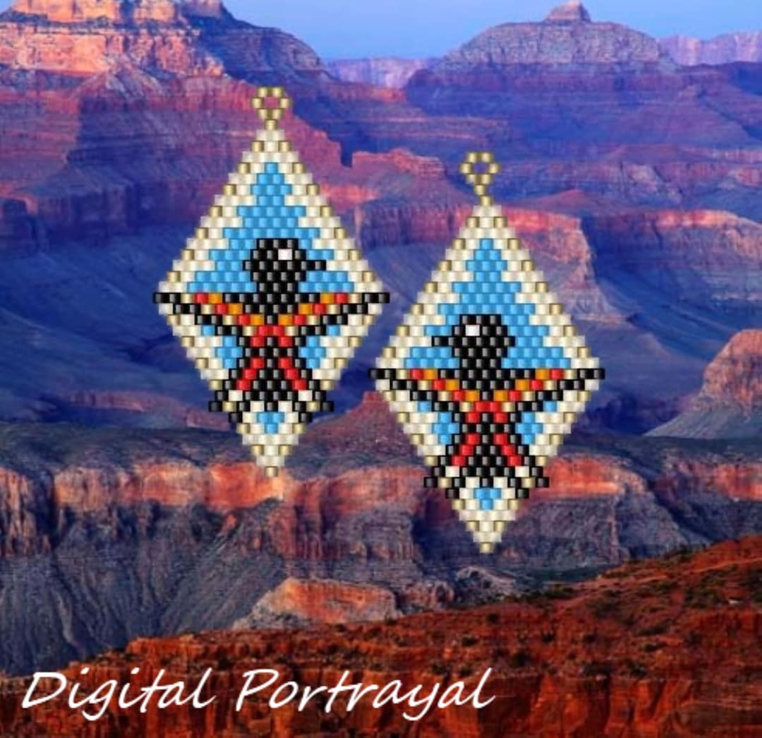 Thunderbird - Western Beaded Brick Stitch Earring Pattern Chart PDF ...
