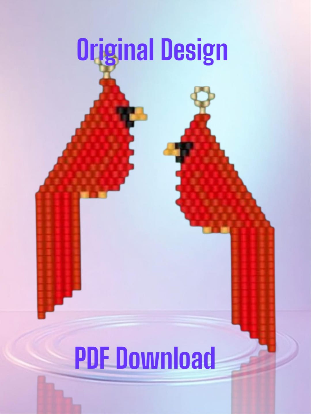 Fringed Tail Cardinal - Seed Bead Brick Stitch Earring/pendant Pattern ...
