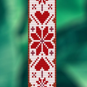Red and White Loom Seed Bead Bracelet Pattern Chart PDF - Instant ...