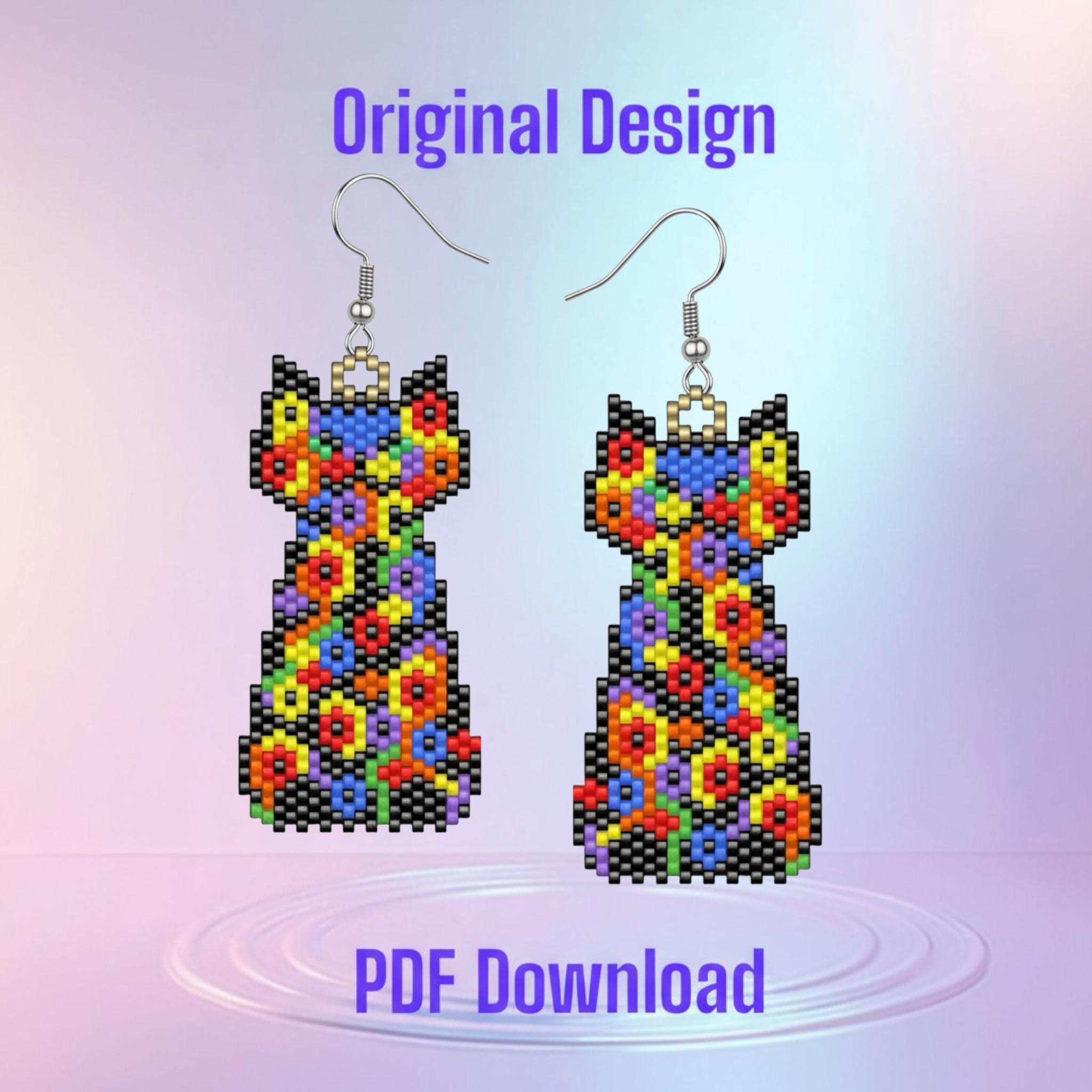 Calico Cats - Peyote Stitch Earring Pattern (PDF Download) - Etsy