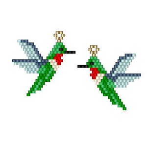 Hummingbird Brick Stitch Earring Pattern Chart PDF - Instant Download ...