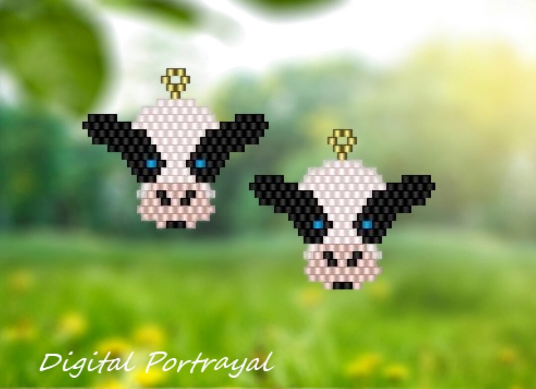 Calf Cow Brick Stitch Earring Pattern Chart PDF - Instant Download - Etsy