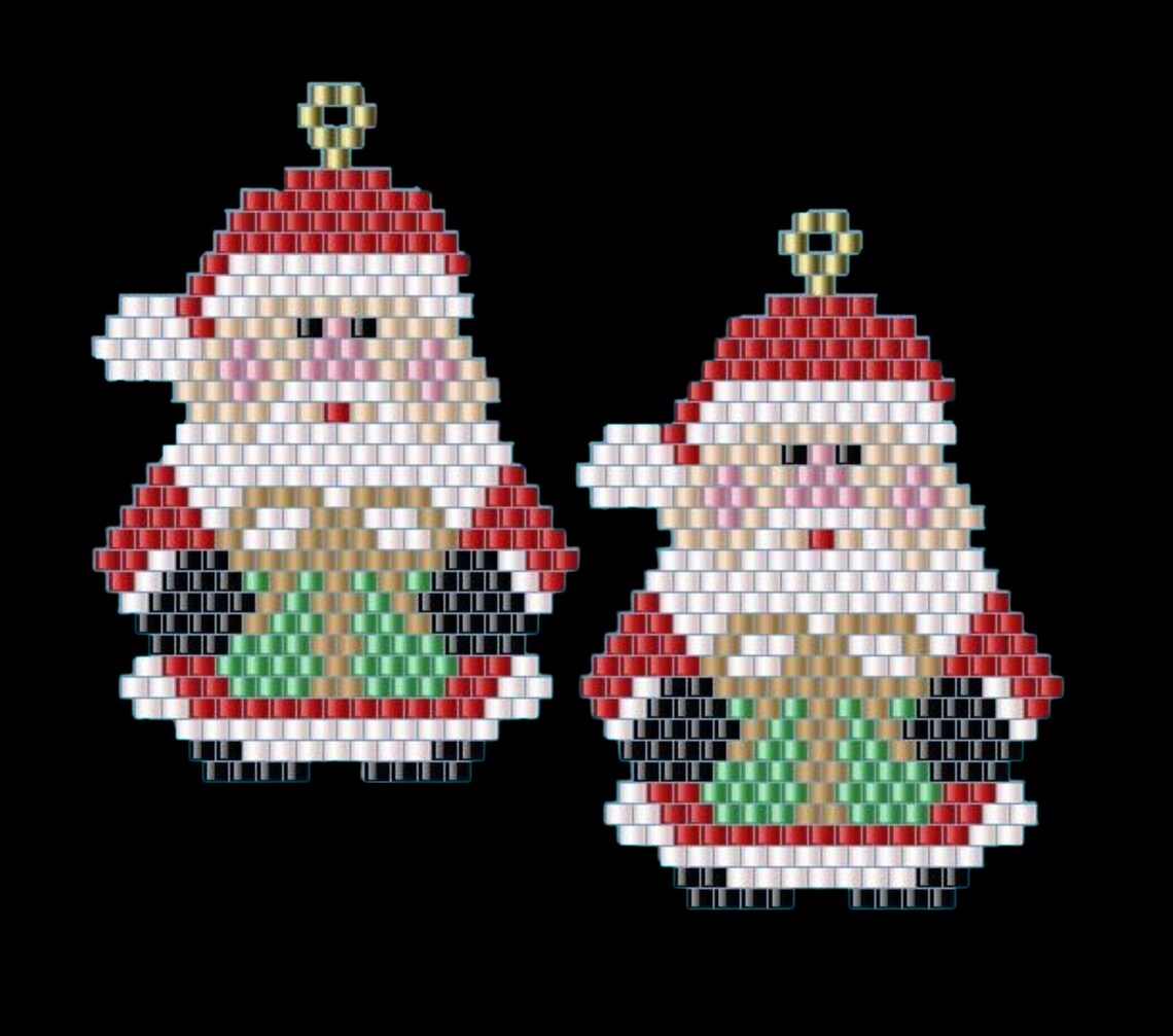 Santa - Brick Stitch Earring/pendant Pattern Chart PDF - Instant ...