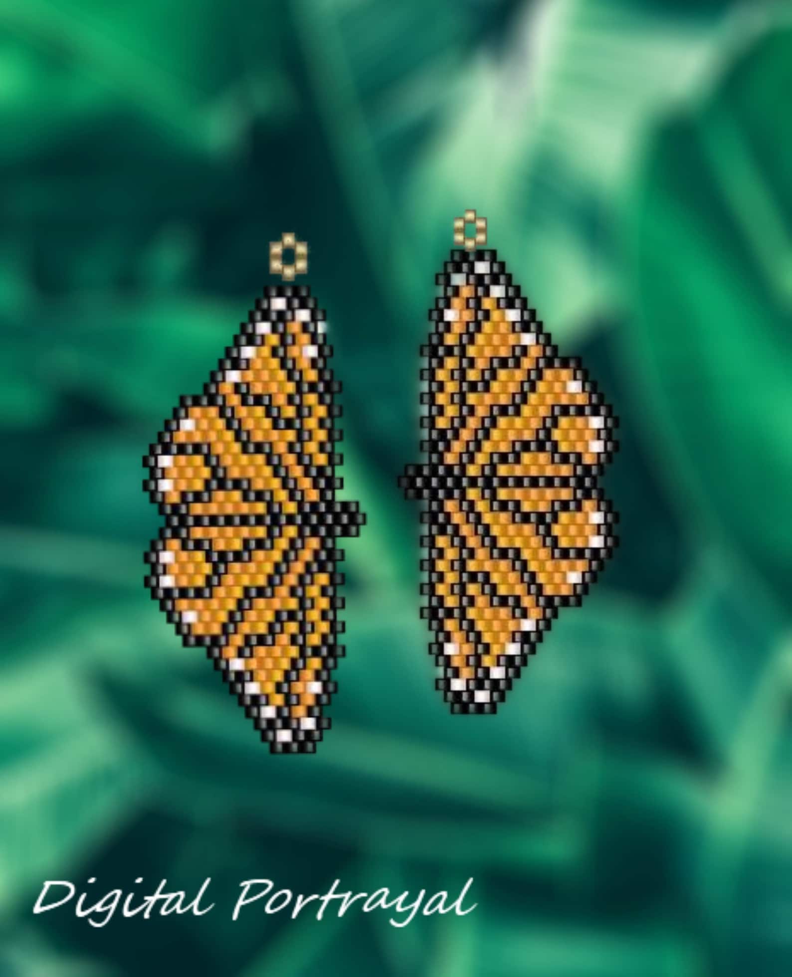 Monarch Butterfly - Peyote Stitch Earring/pendant Pattern Chart PDF ...