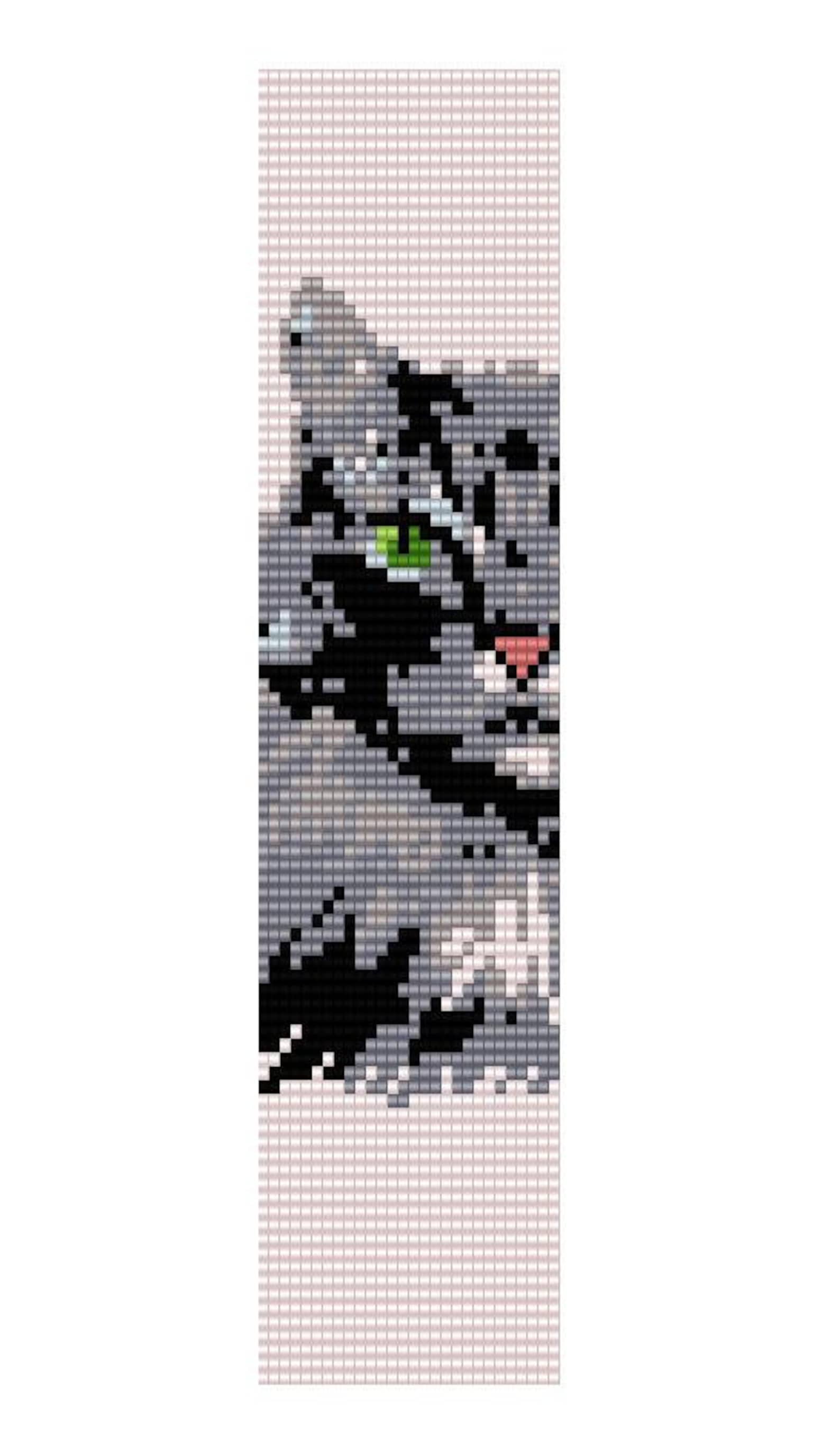 Grey Cat Bead Loom Seed Bead Bracelet Pattern Chart PDF - Etsy