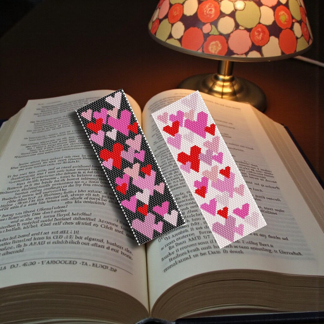 Floating Hearts Bookmark Brick Stitch Pattern - (PDF Download) - Etsy