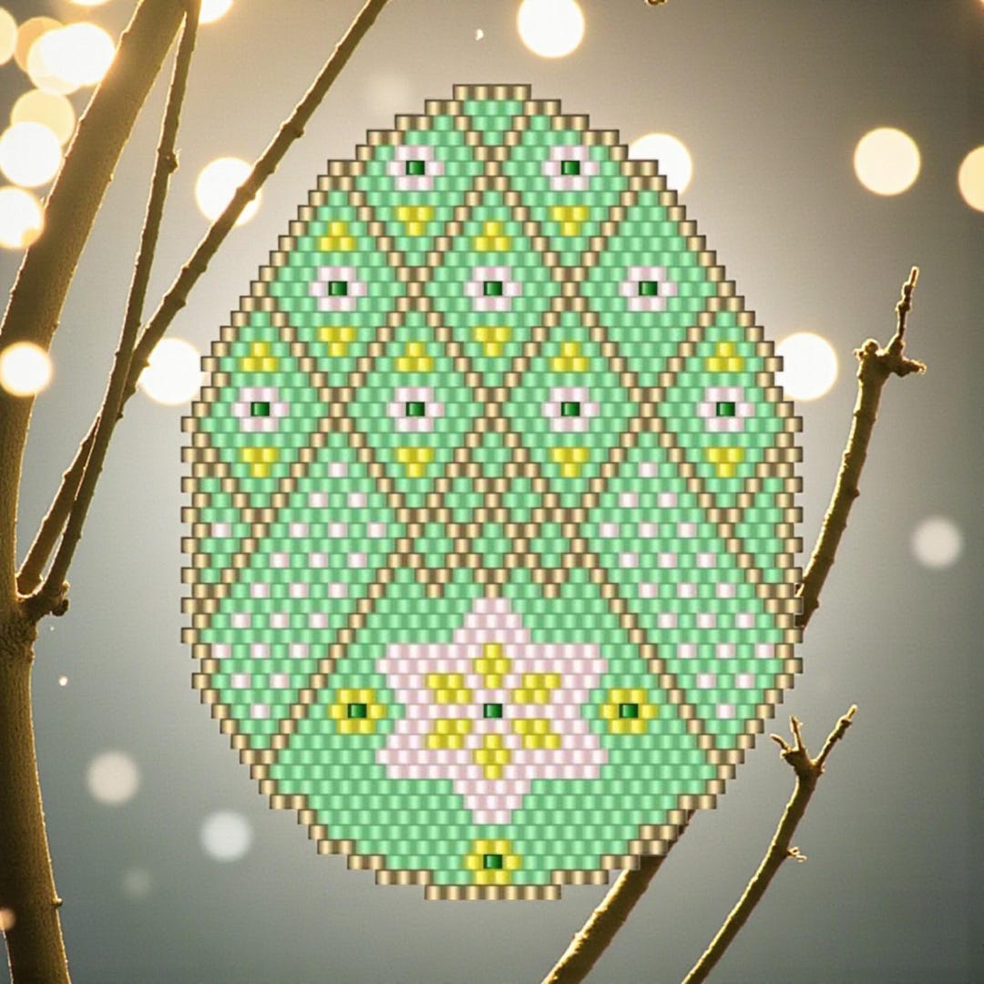 Spring Green Easter Egg Beaded Ornament (downloadable PDF) - Etsy