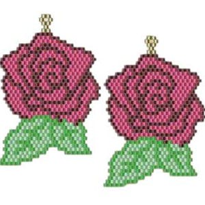 Rose - Brick Stitch Earring Size 15 Pattern Chart PDF - Instant ...