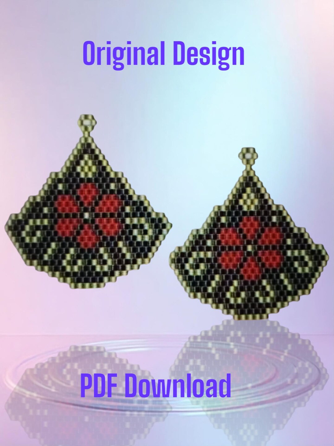 Floral Fan - Brick Stitch Earring Pattern Chart PDF - Instant Download ...