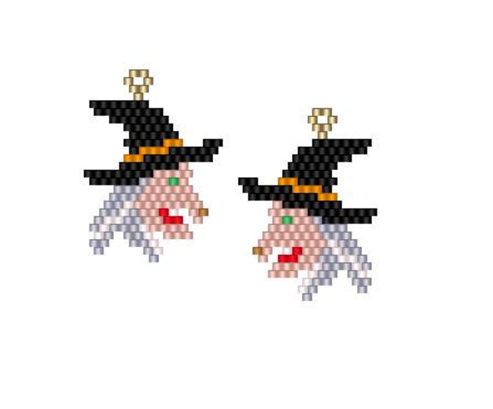 Witch Head Beaded Brick Stitch Earring Pattern PDF Seed Bead, Bead ...