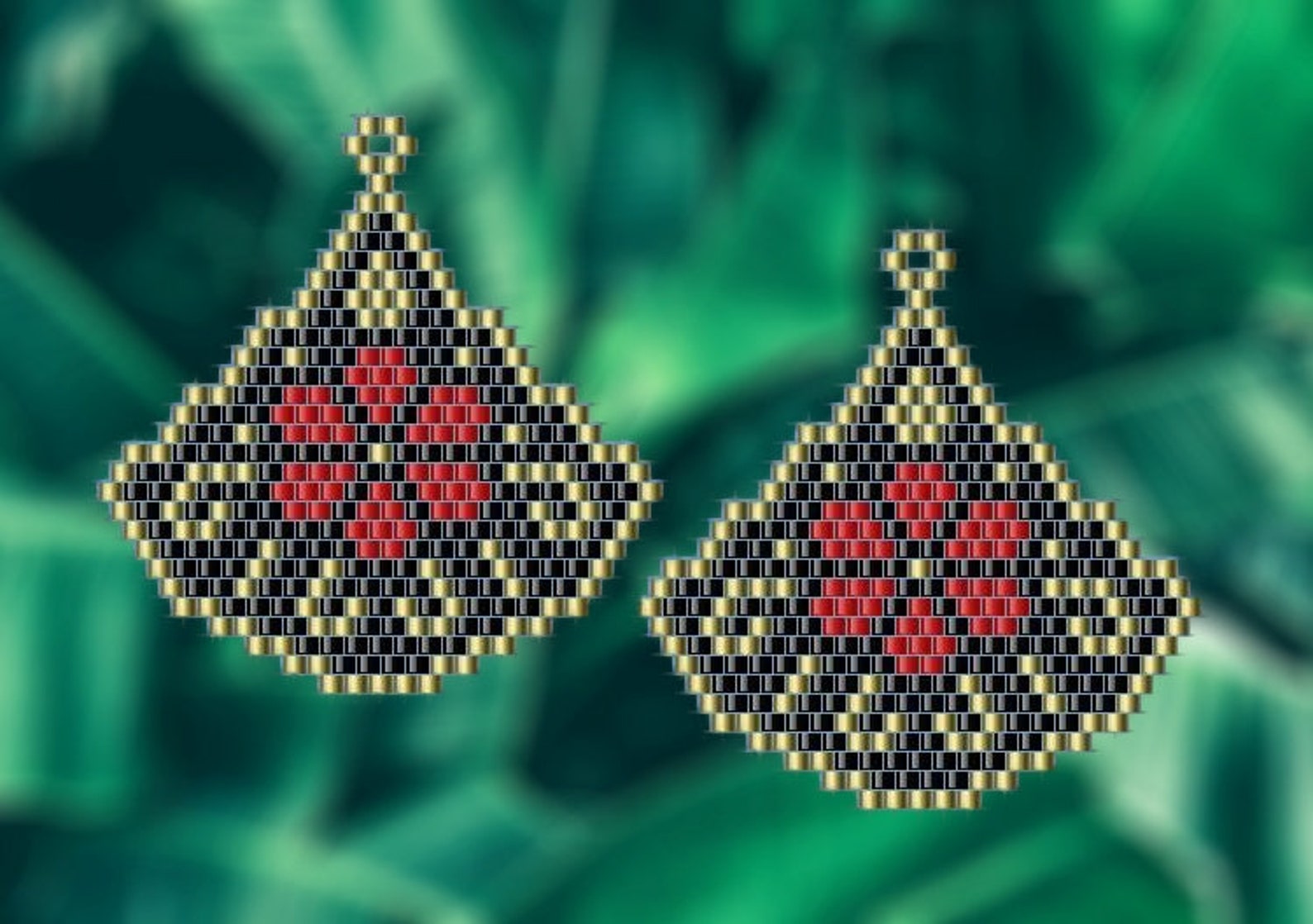 Floral Fan Brick Stitch Earring Pattern Chart PDF Instant | Etsy