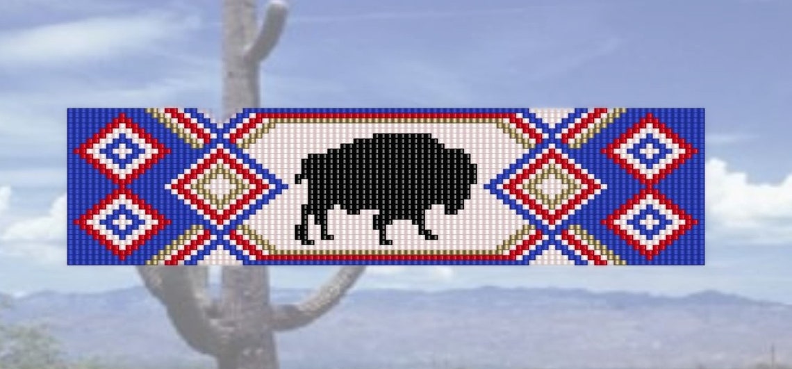 Buffalo Bison Bead Loom Seed Bead Bracelet Pattern Chart PDF - Instant ...