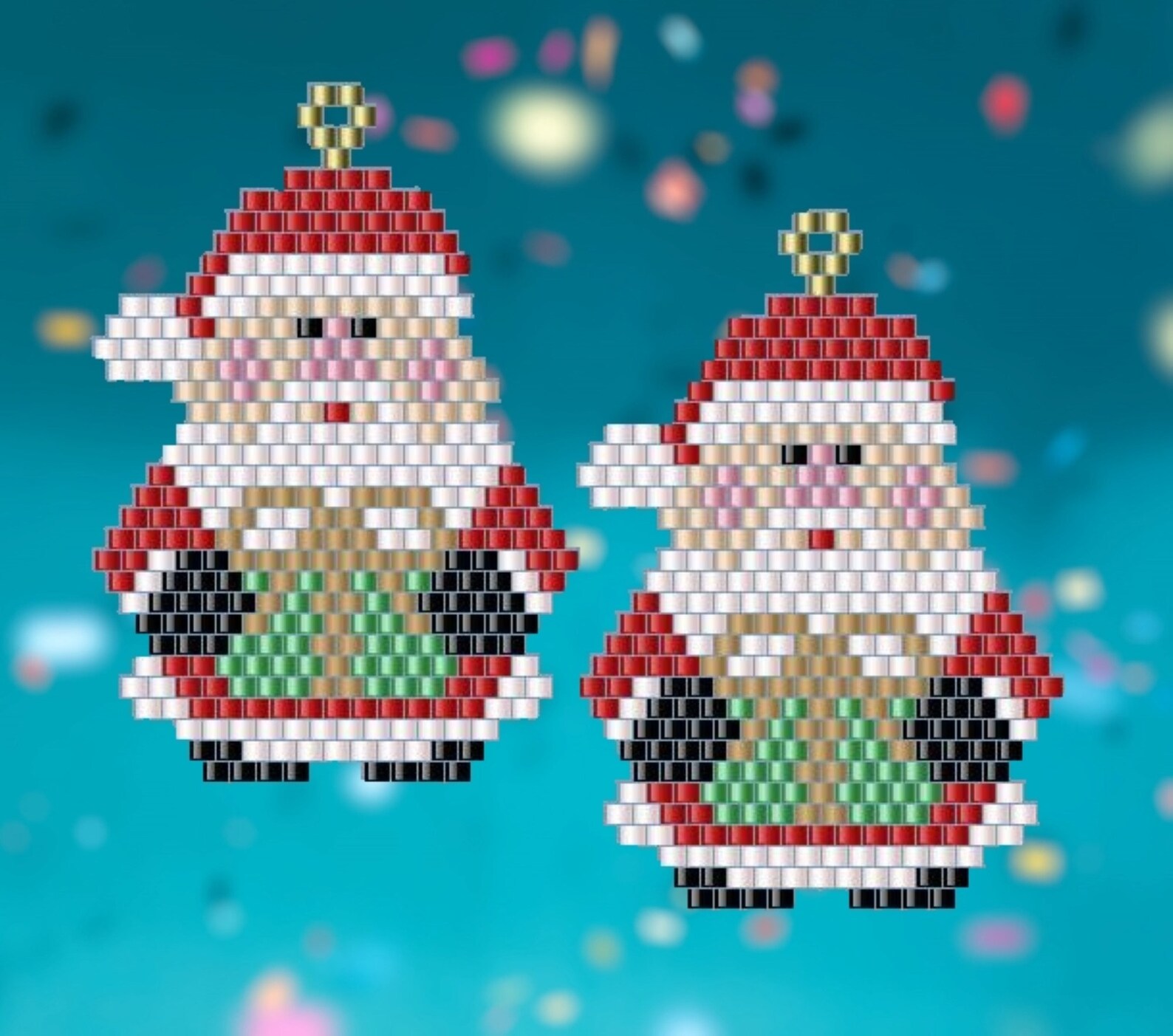 Santa - Brick Stitch Earring/pendant Pattern Chart PDF - Instant ...