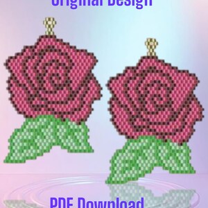 Rose Earrings - Brick Stitch Pattern Chart (PDF Download) - Etsy