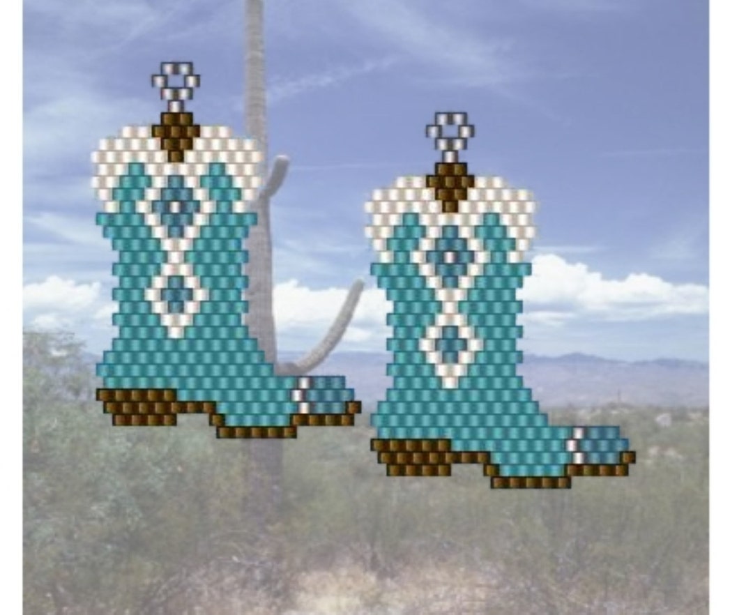 Cowboy Boot Western Brick Stitch Earrings PDF Instant Download - Etsy