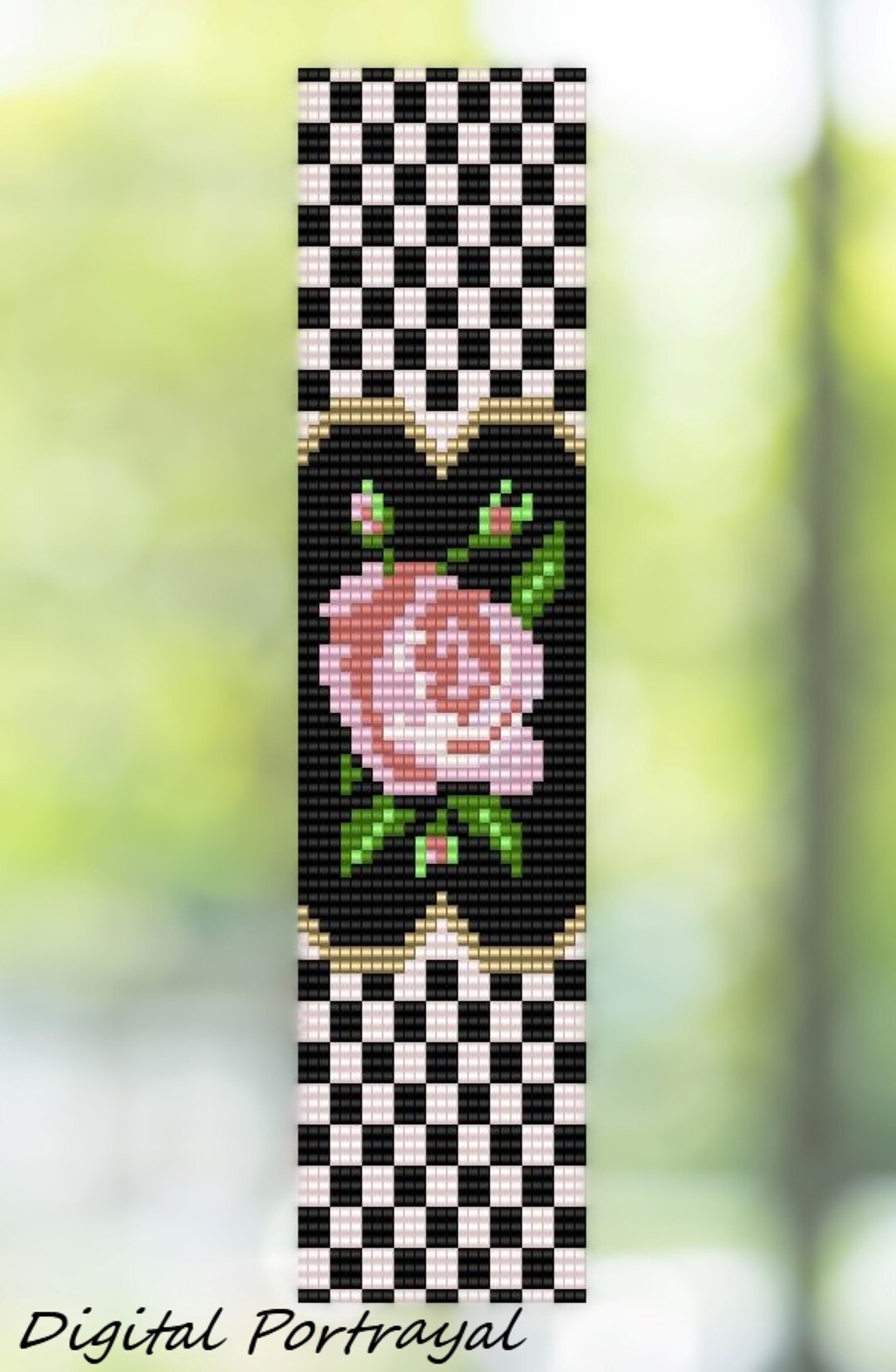 Parquet Rose Loom or Square Stitch Seed Bead Bracelet Pattern Chart PDF ...