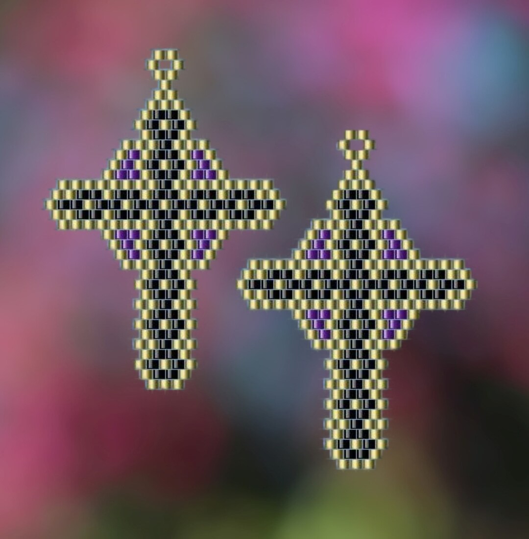 Cross - Brick Stitch Earring/pendant Pattern Chart PDF - Instant ...