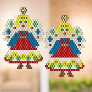 Folk Art Angel - Brick Stitch Earring Pattern Chart PDF - Instant ...