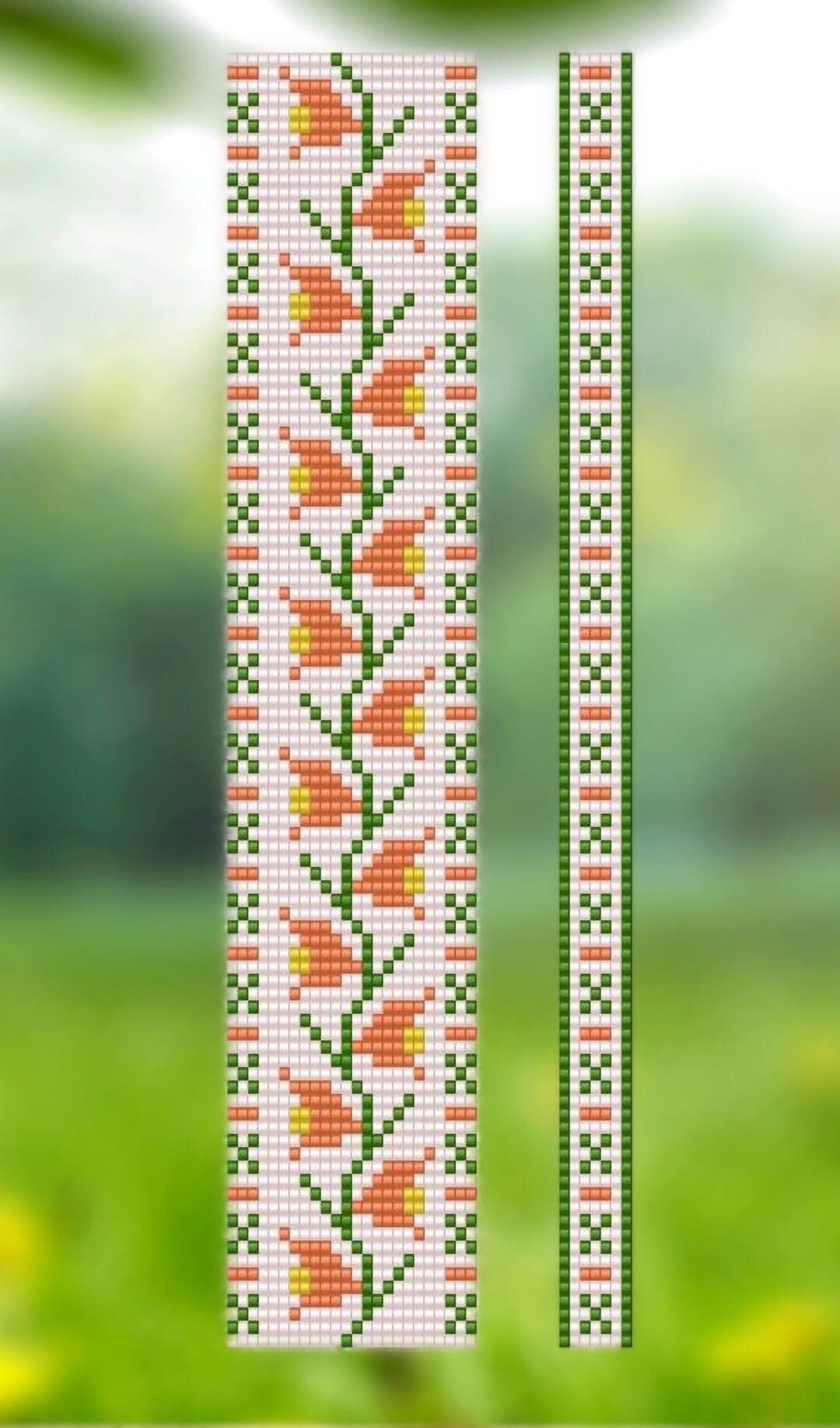 Spring Flowers -2 Matching Bead Loom Seed Bead Bracelet Patterns Chart ...