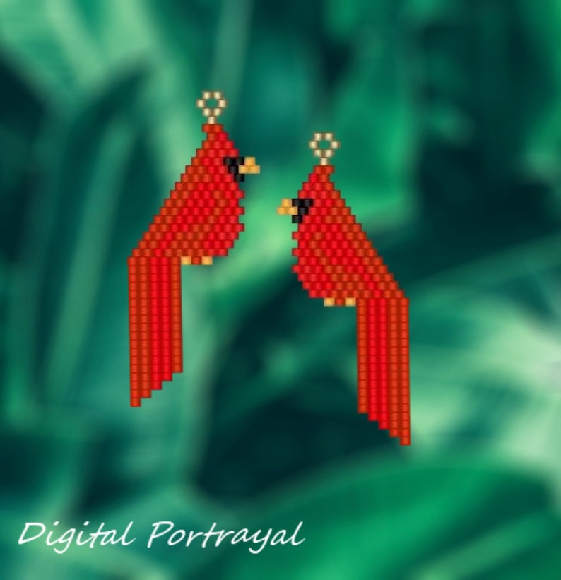 Cardinal Seed Bead Earring Pattern: DIY (PDF Download) - Etsy