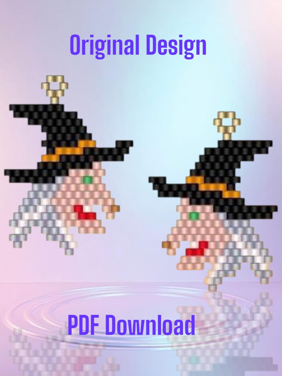 Witch Head Beaded Brick Stitch Earring Pattern PDF Seed Bead, Bead ...