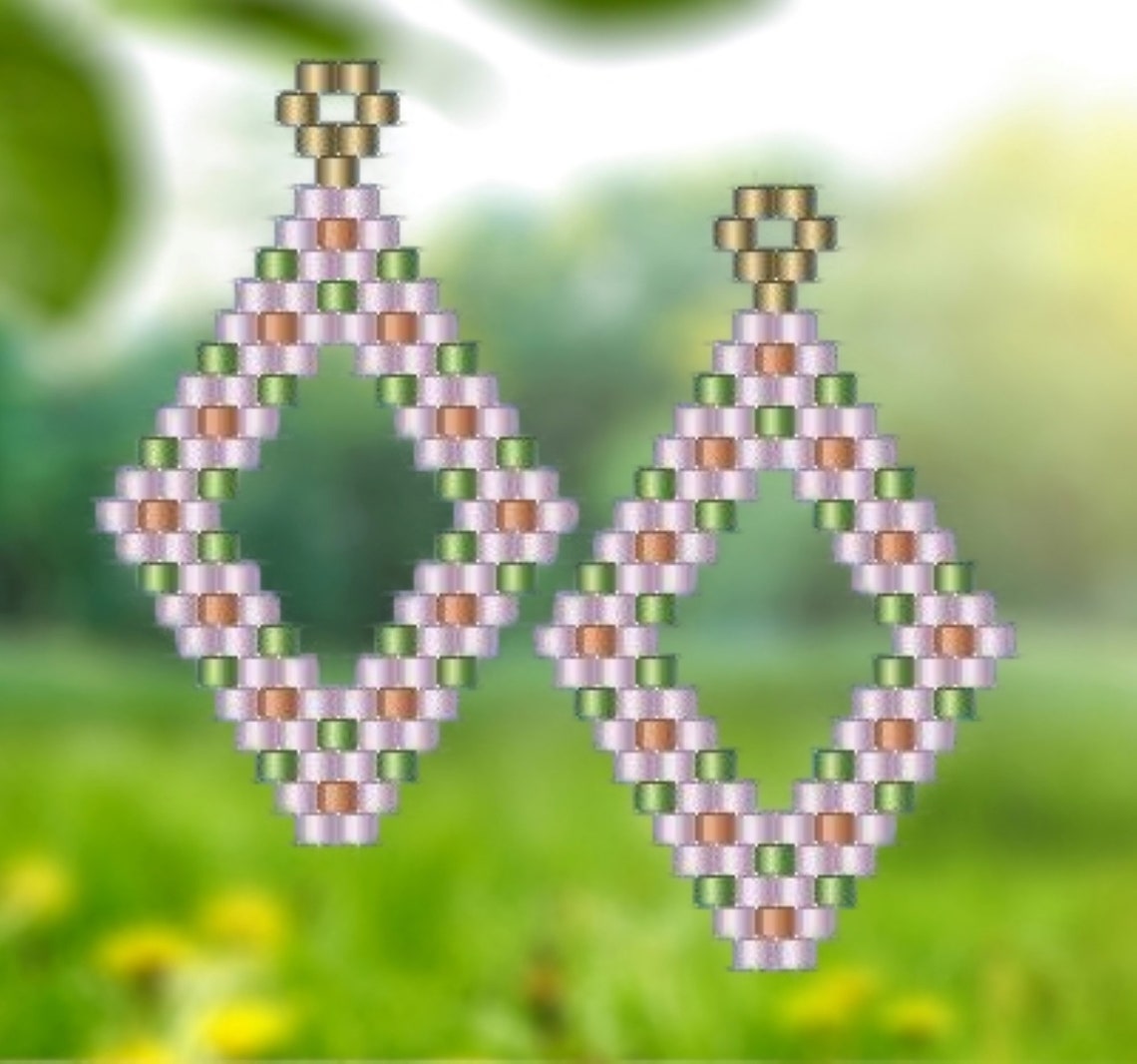 Floral Beaded Earring Pattern: Brick Stitch PDF (instant Download) - Etsy