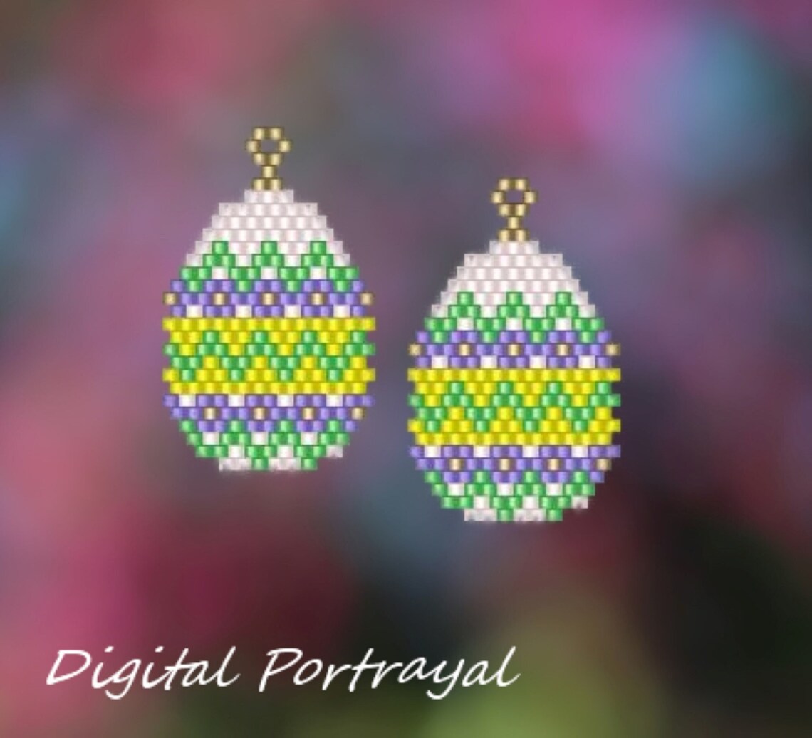 Easter Egg Brick Stitch Earring Pattern Chart PDF Instant - Etsy