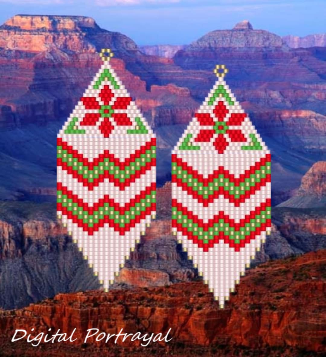 Western Christmas Brick Stitch Earrings With Fringe Pattern Chart PDF ...